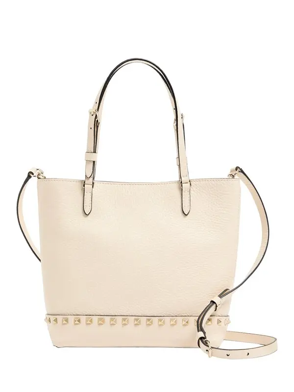 Valentino Garavani Leather Rockstud Tote Bag - White