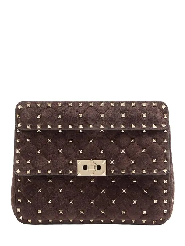Valentino Garavani Medium Leather Rockstud Spike Top-handle Bag - Brown