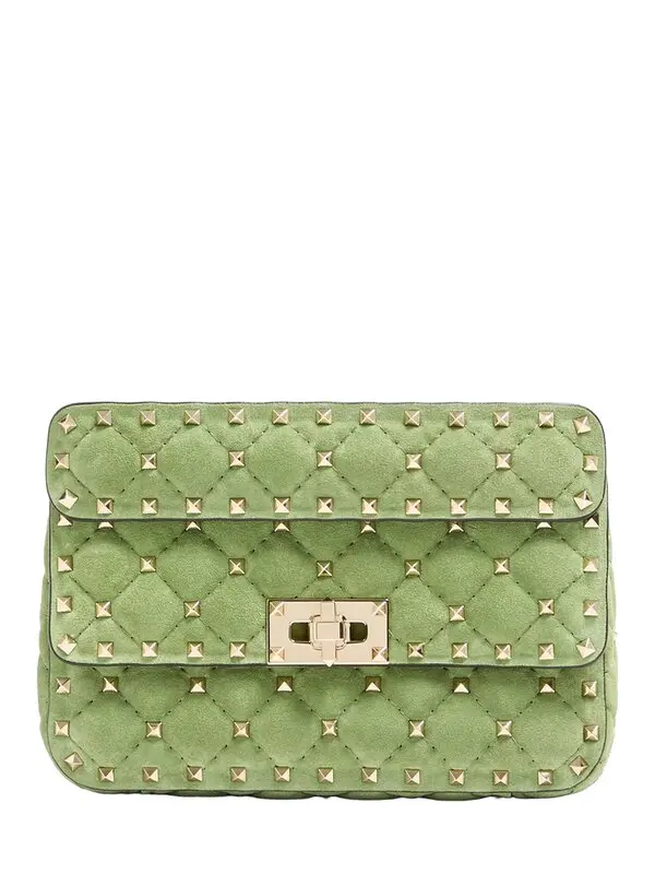 Valentino Garavani Small Suede Rockstud Spike Shoulder Bag - Green