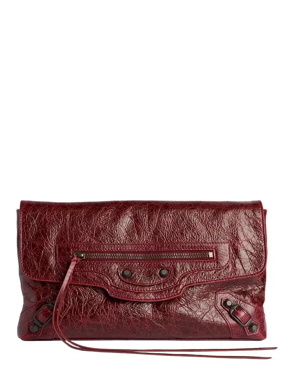 Balenciaga Lambskin Le City Clutch Bag - Burgundy