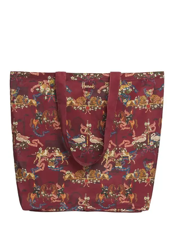 Harrods Great British Pocket Shopper Bag - Burgundy