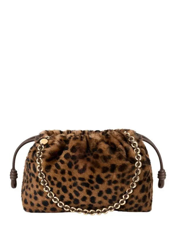 Loewe Medium Shearling Flamenco Purse - Beige