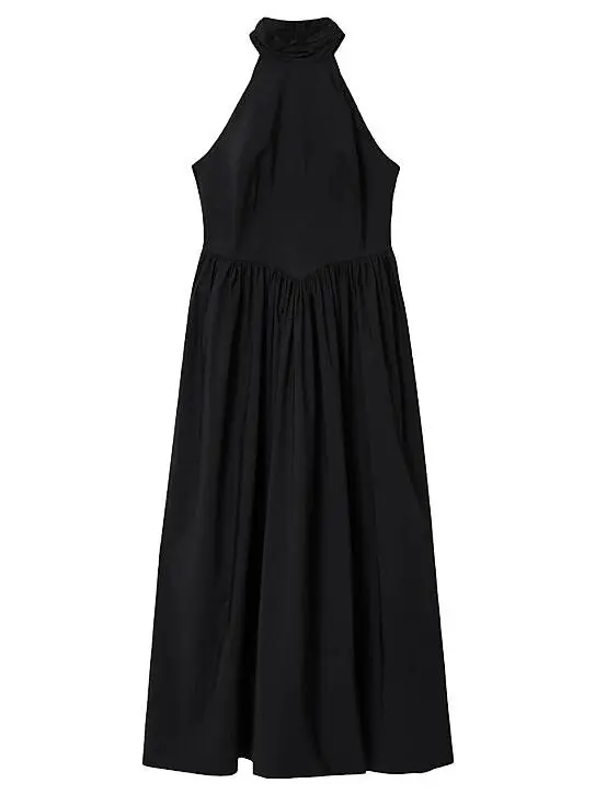 ALLSAINTS Arora Halter-neck Stretch Cotton-blend Midi Dress - Black