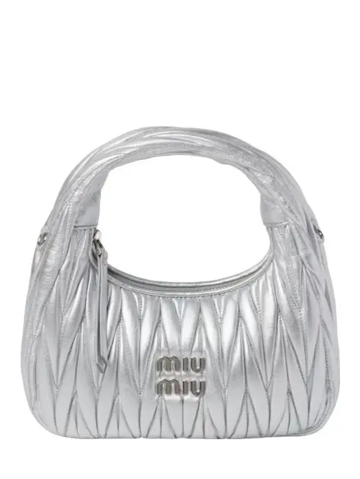 Miu Miu Matelassé Zipped Handbag - Silver