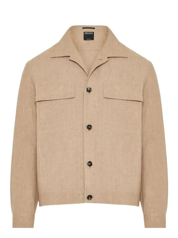 Zegna Long Sleeved Buttoned Overshirt - Nude