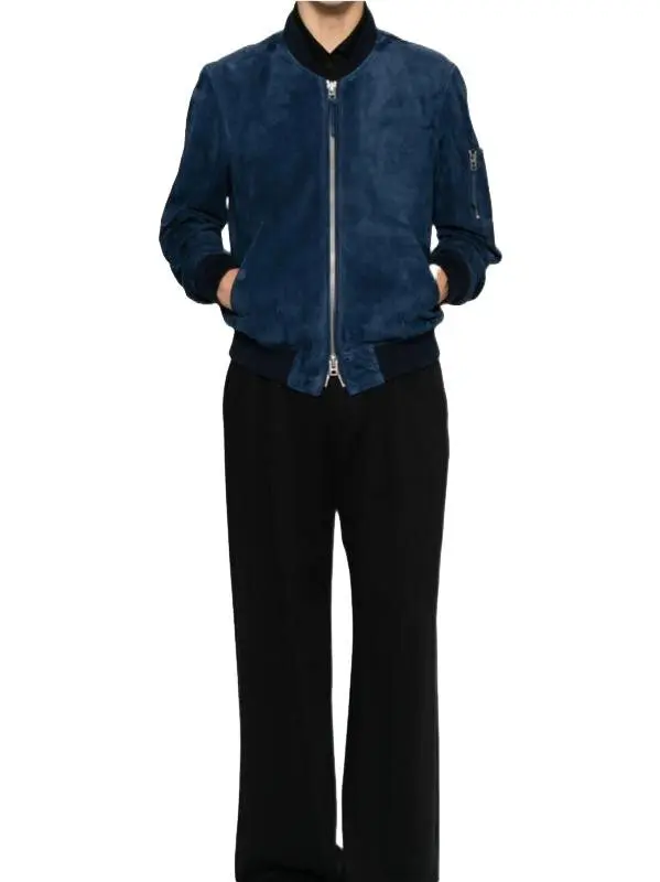 TOM FORD Ribbed Trim Bomber Jacket - Black