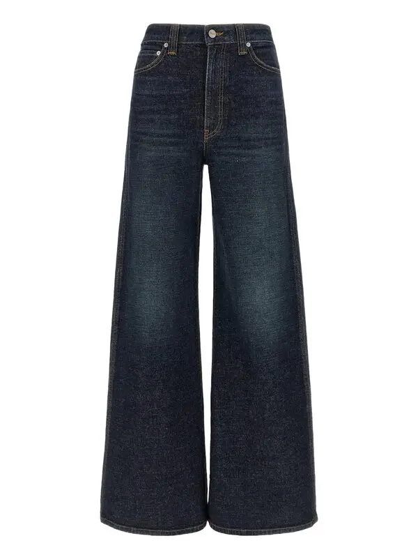 Khaite Dane High Waisted Wide Leg Jeans - Black