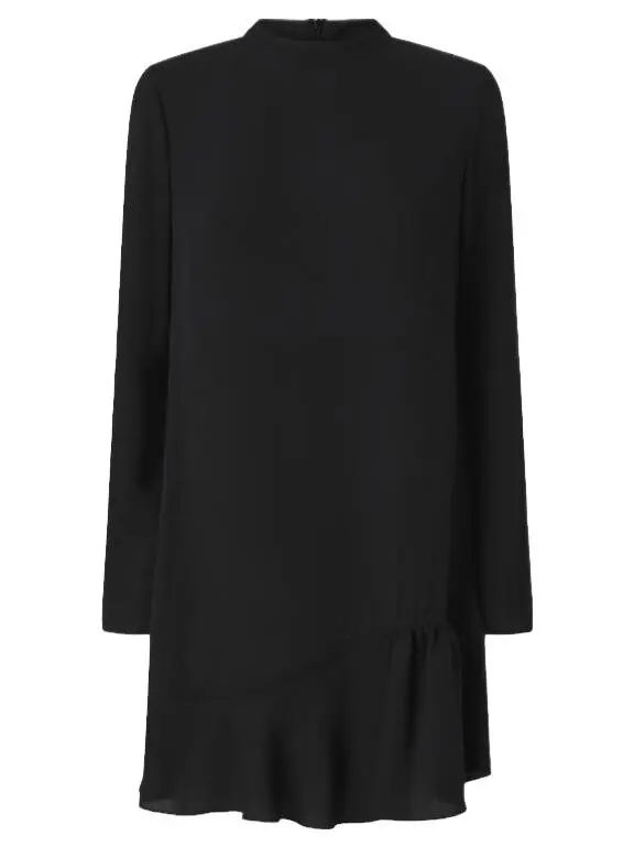 Pinko Arancino Ruffled Crewneck Mini Dress - Black