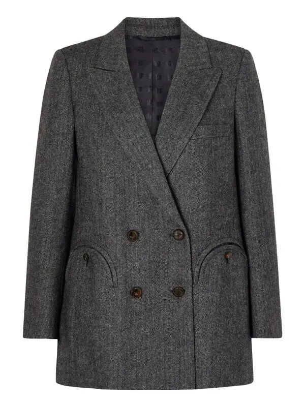 BLAZÉ MILANO Double-breasted Virgin Wool Blend Blazer - Black