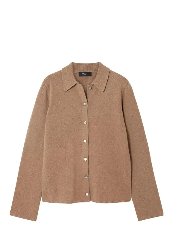 Theory Cashmere And Wool-blend Cardigan With Mother-of-pearl Buttons - Brown