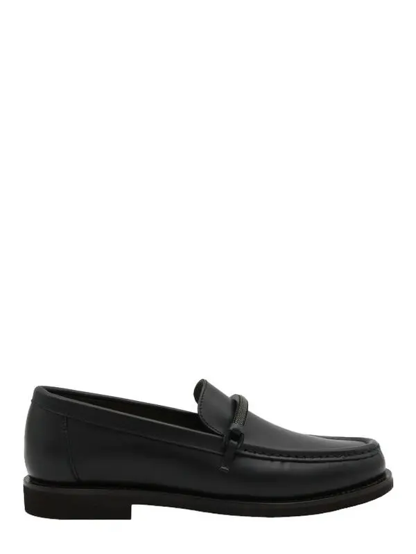 Brunello Cucinelli Slip-on Flats With Embellished Detailing - Black