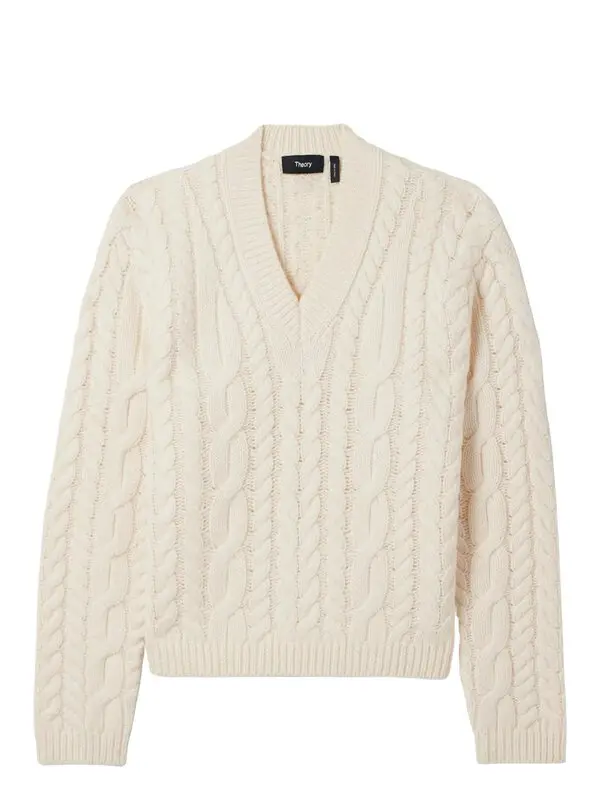 Theory Cable-knit Wool And Cashmere-blend Sweater - Ivory