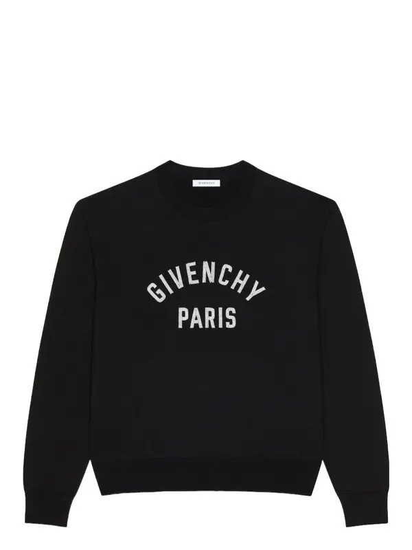 Givenchy Paris Pearl Embroidered Round Neck Sweater - Black