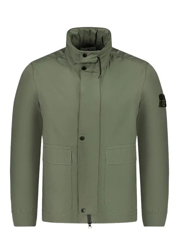 Stone Island Logo Patch Stand Collar Jacket - Moss Green