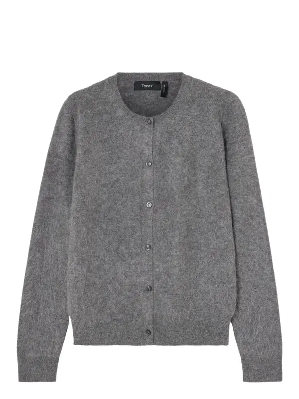 Theory Brushed Cashmere Cardigan - Charcoal-grey