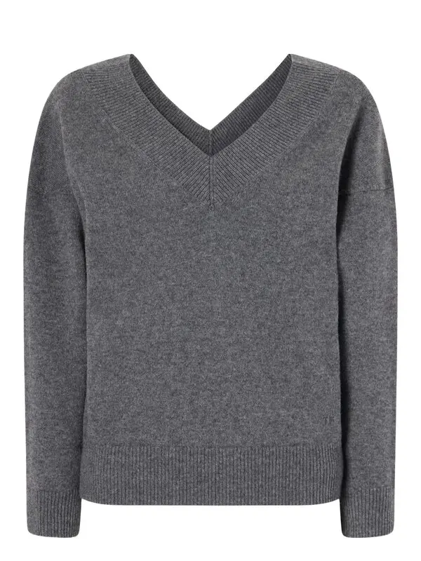 TOM FORD Off-shoulder V-neck Knitted Sweater - Grey