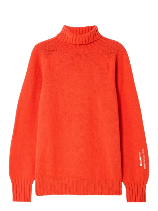 J.W.ANDERSON Merino Wool Embroidered Turtleneck Sweater - Bright Orange