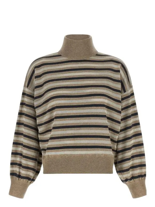 Brunello Cucinelli Striped Lamé-knit Sweater - Multi-color