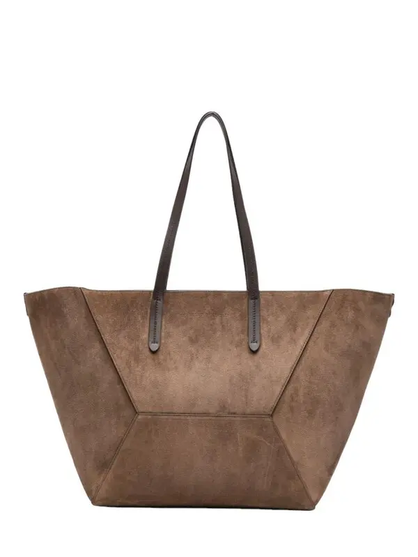 Brunello Cucinelli Suede Panel Tote Bag - Caramel Brown