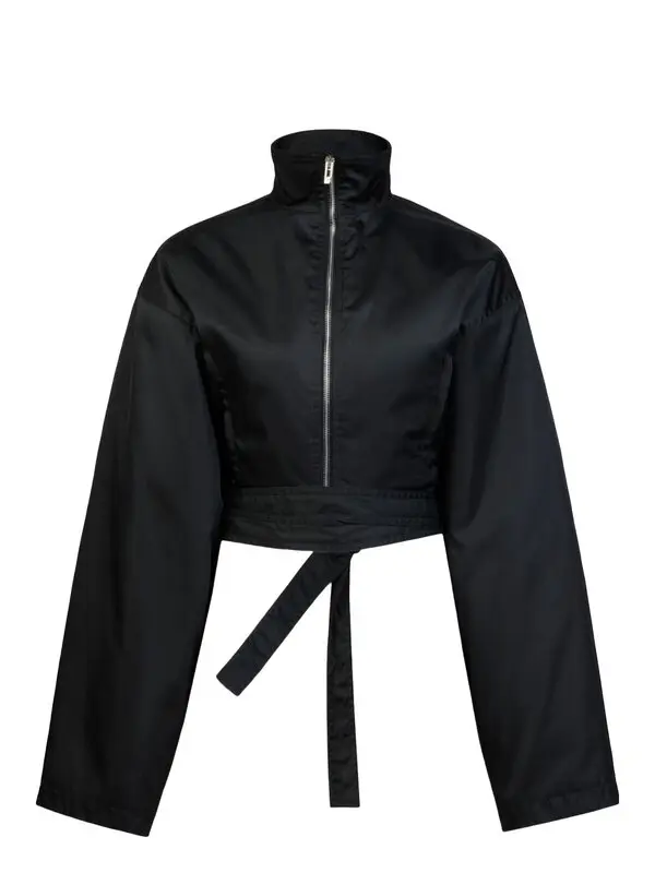 Alaïa Cropped Belted Bomber Jacket - Black