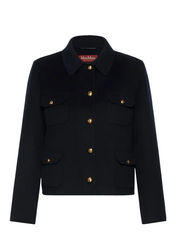 Max Mara Long Sleeve Collared Jacket - Navy Blue