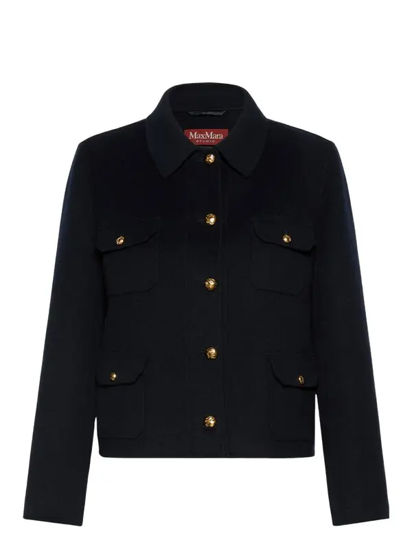 Max Mara Fitted Jacket With Metal Buttons - Navy Blue