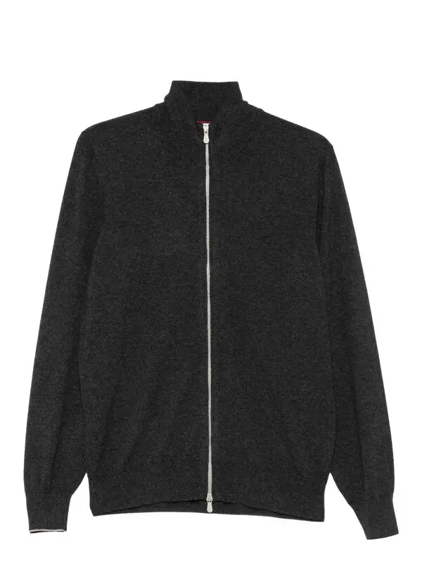 Brunello Cucinelli High-neck Zip-up Cardigan - Charcoal-grey