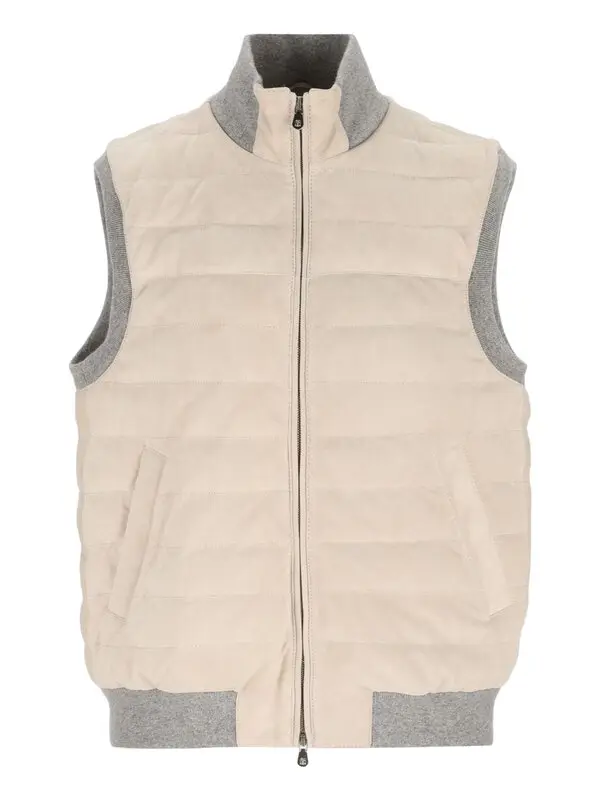 Brunello Cucinelli Quilted Down Vest - Nude
