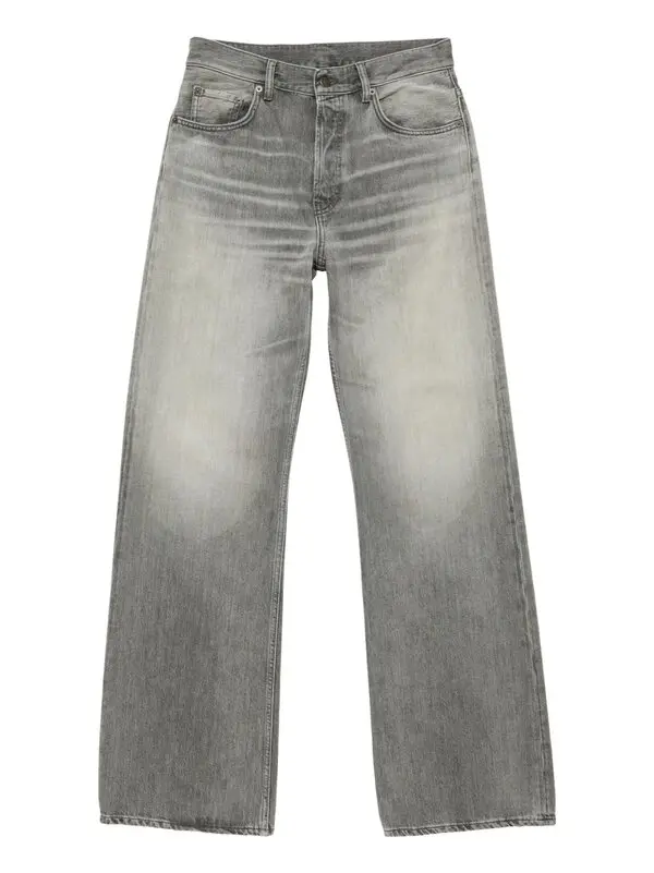 Acne Studios Faded Logo-patch Wide-leg Jeans - Ash Grey