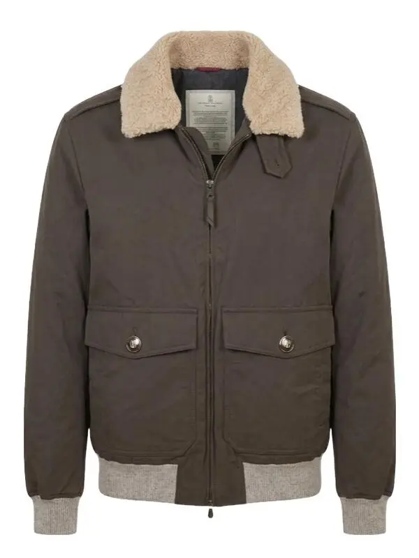 Brunello Cucinelli Long-sleeved Cotton-padded Bomber Jacket - Black