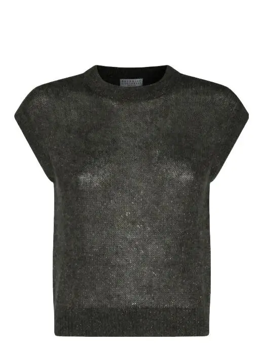 Brunello Cucinelli Knitted Top - Charcoal-grey