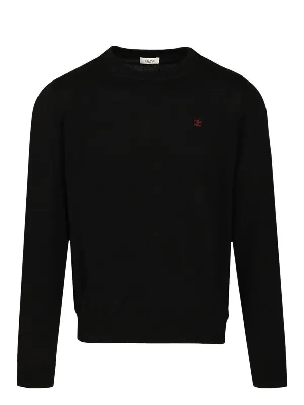 Celine Crewneck Sweater In Fine Wool - Black