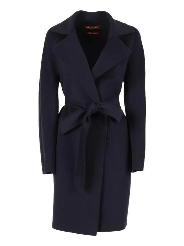 Max Mara Belted Lapel Coat - Navy Blue