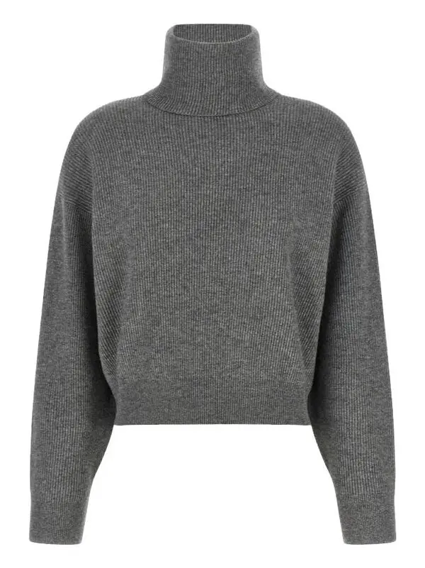 Brunello Cucinelli Monile Ribbed High Neck Sweater - Grey