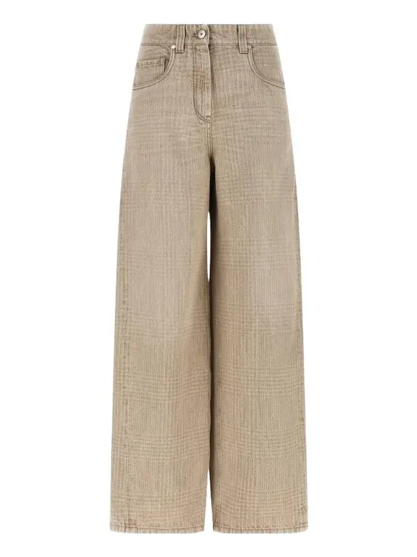 Brunello Cucinelli Monile-detail Wide Barrel Jeans - Beige