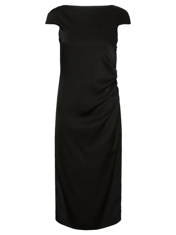 Max Mara Short-sleeved Boatneck Dress With Side Slit - Black