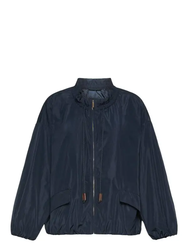 Max Mara Zip-up Jacket With Stand Collar And Drawstring Details - Ultramarine Blue