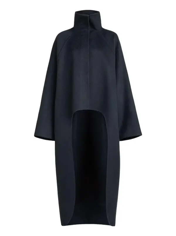 Alaïa Asymmetrical Double Face Cashmere Coat - Midnight Blue