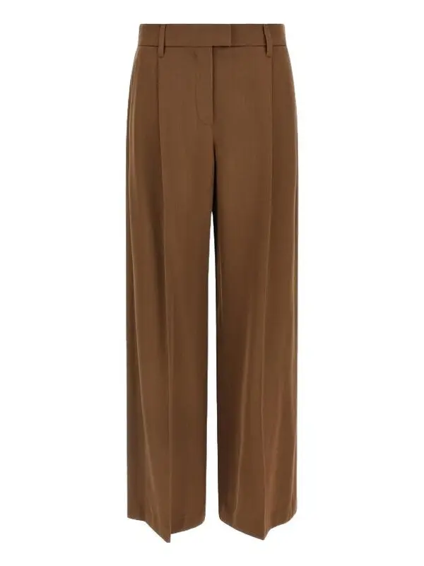 Brunello Cucinelli Pleated Wide Leg Trousers - Brown