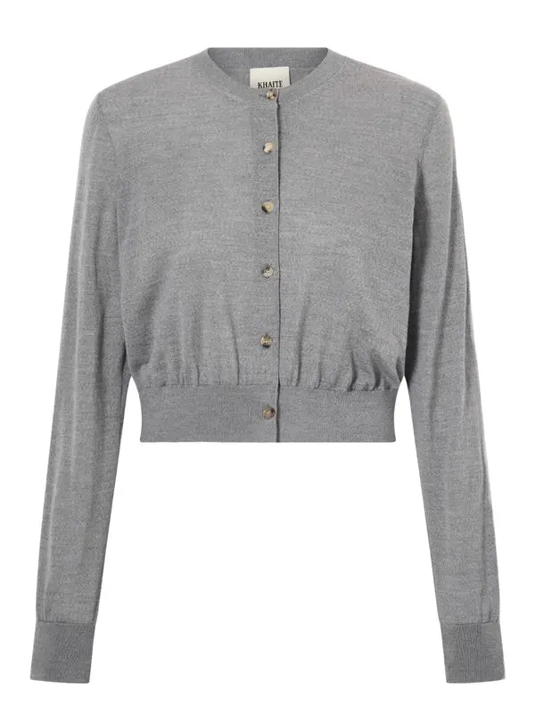 Khaite Tansy Wool And Cashmere-blend Cardigan - Grey