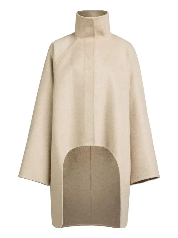 Alaïa High Neck Cut-out Cape - Beige