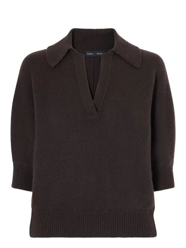 Proenza Schouler Vella Cashmere Polo Collar Sweater - Brown