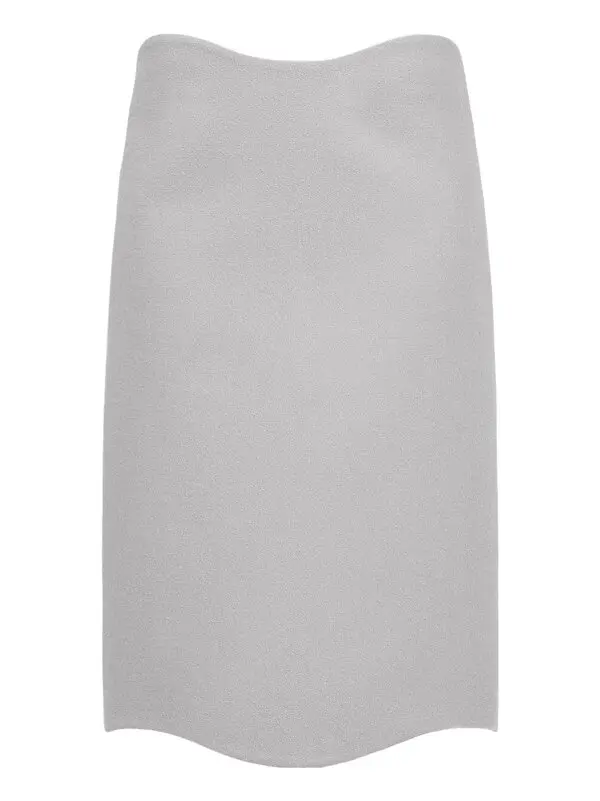 Alaïa Curved Wool Crepe Mini Skirt - Grey
