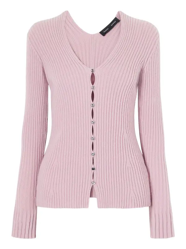 Proenza Schouler Valeria Ribbed-knit Cashmere Cardigan - Pink
