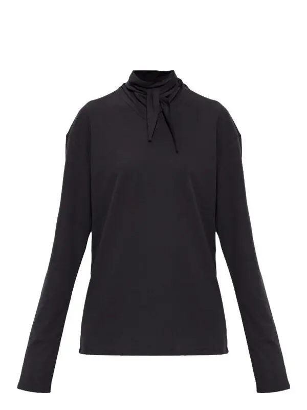 LEMAIRE Tie-neck T-shirt - Basalt