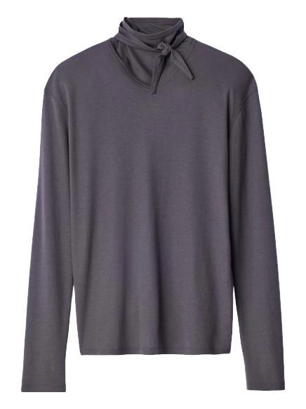 LEMAIRE Tie-detailed Long Sleeve T-shirt - Basalt