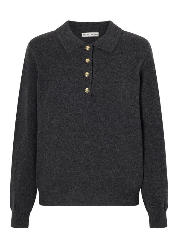 BLAZÉ MILANO Wool And Cashmere Blend Polo Sweater - Black