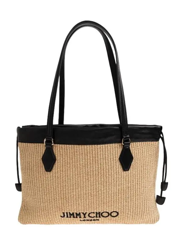 JIMMY CHOO Raffia Drawstring Tote Bag - Nude
