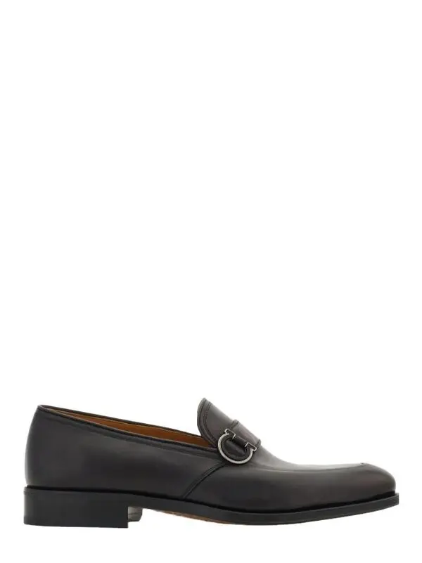 FERRAGAMO Gancini Ornament Moc Toe Loafers - Black