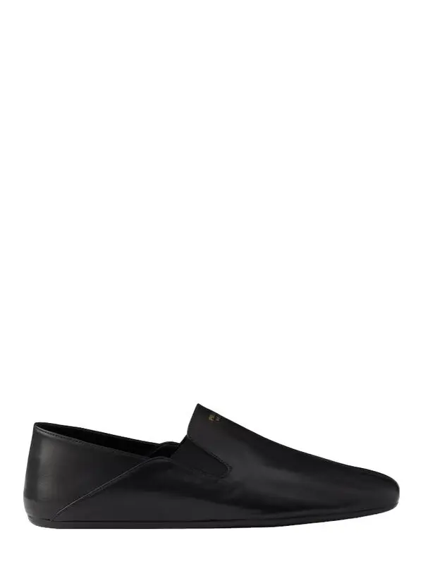 Prada Leather Loafers With Collapsible Heel - Black
